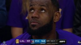PHOTO Lebron James Looking Up At Scoreboard With A VERY Sad Look On His ...