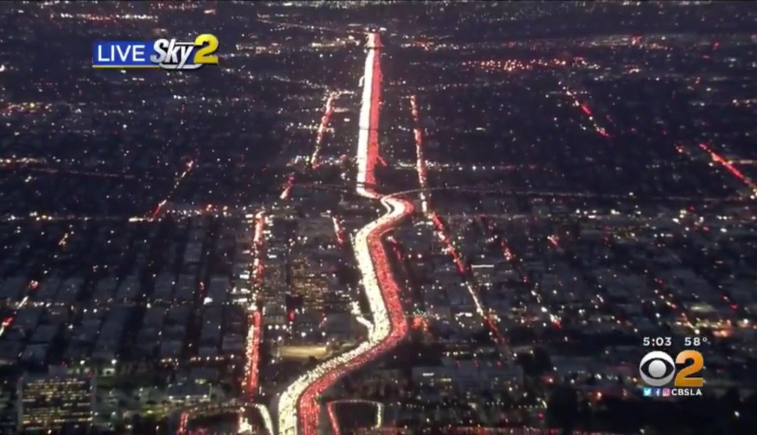 PHOTO CBS 2 LA Catches Endless Gridlock Traffic From 405 As Everyone ...