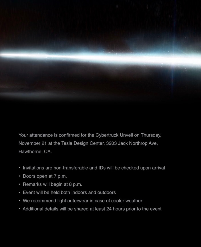 PHOTO What The Invitation Looked Like For Tesla Cybertruck Unveiling In ...