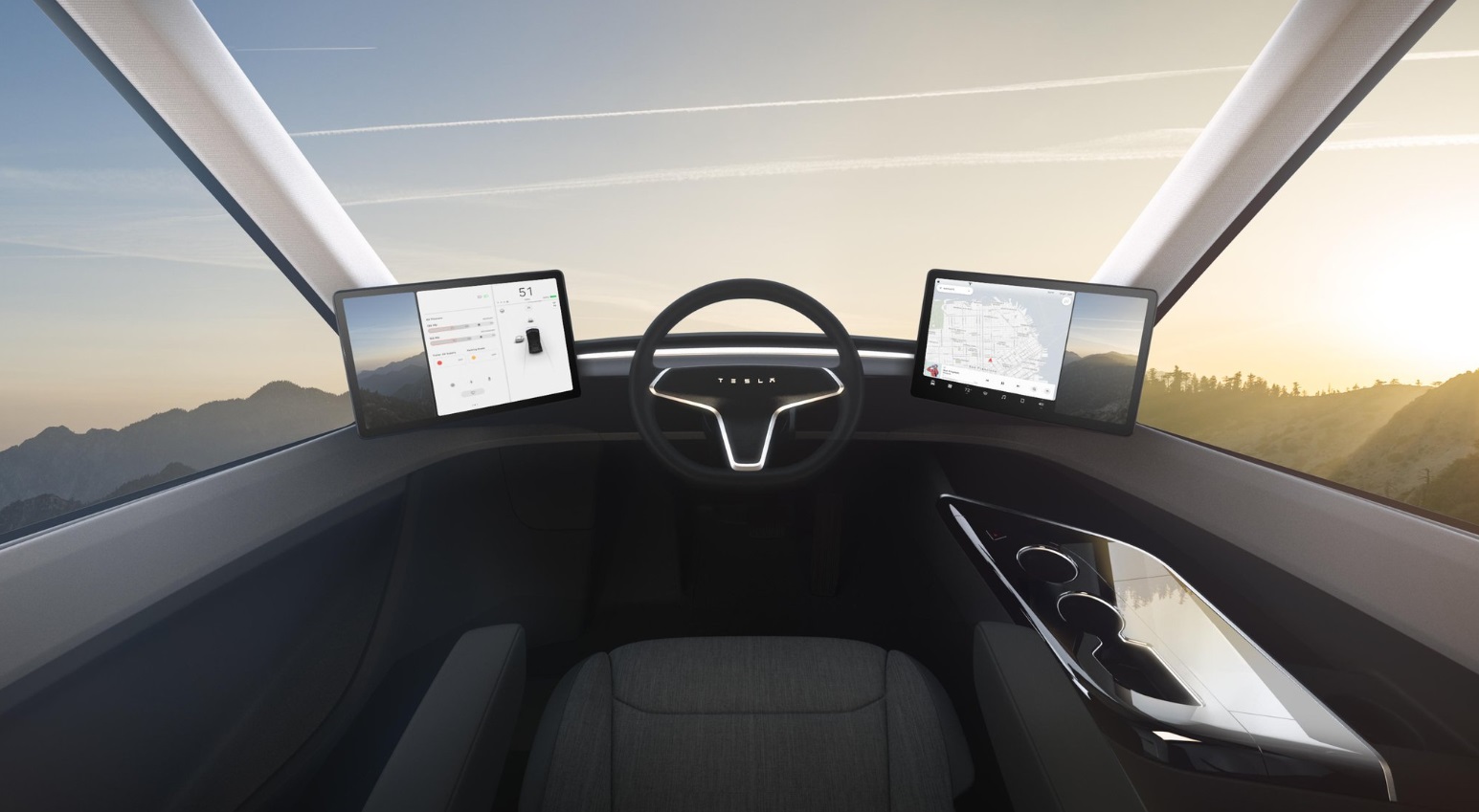 PHOTO You Can Watch Two TV's At Once In Tesla Cybertruck Center Cab ...