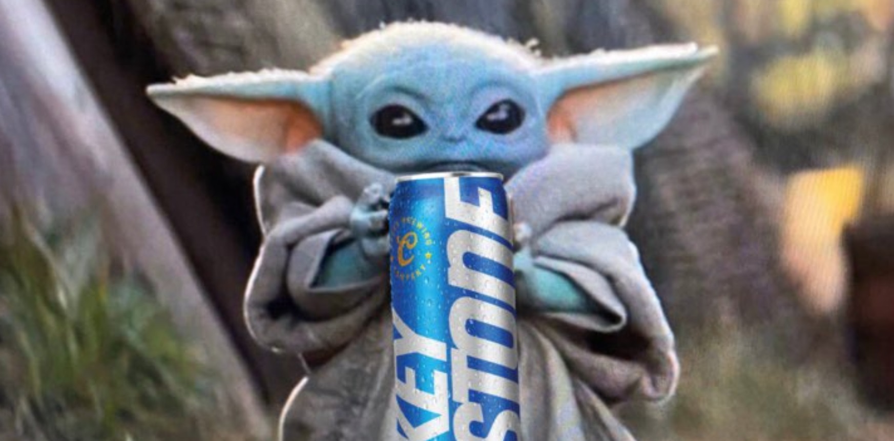 PHOTO Baby Yoda Drinking Keystone Light