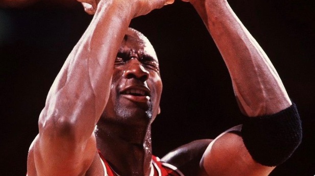 Michael Jordan Shooting With His Eyes Closed Still Shot